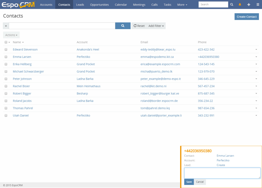VoIP Integration in EspoCRM