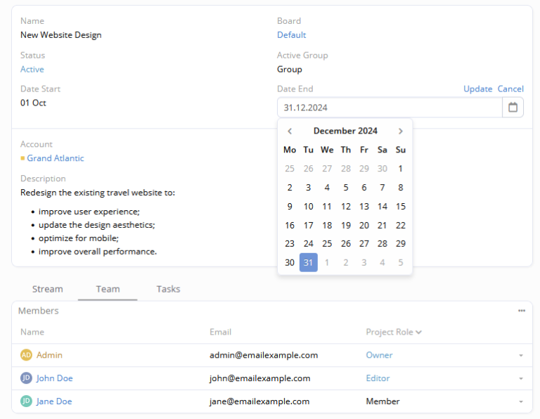 How can EspoCRM help with Project Management?