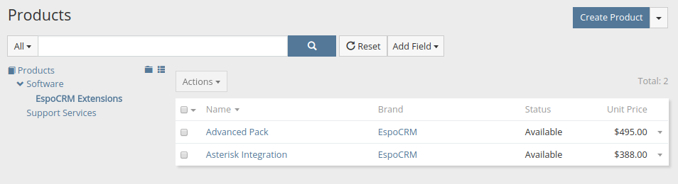 Products | EspoCRM | Open Source CRM